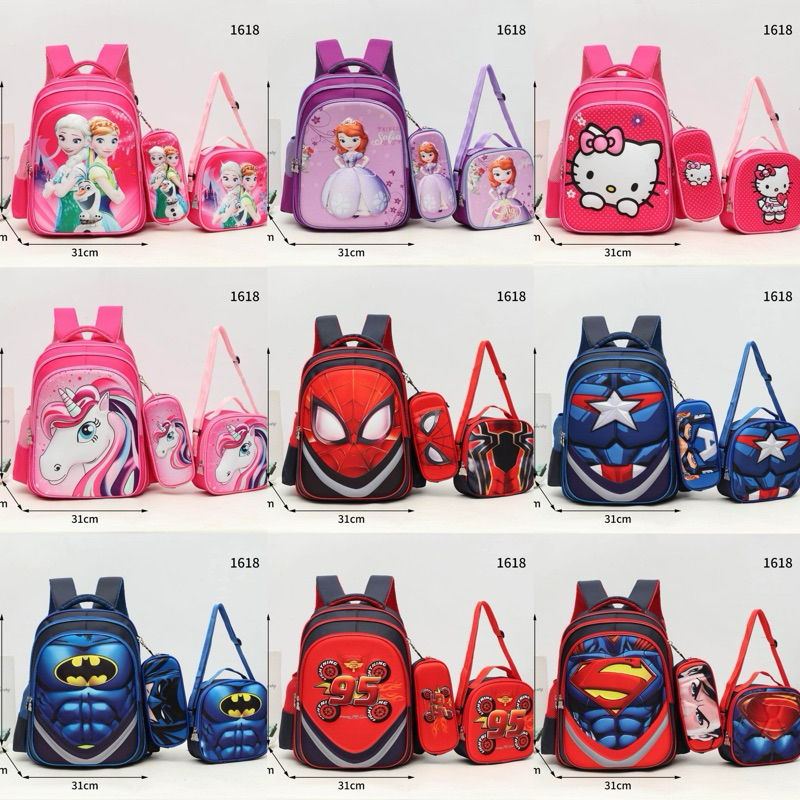 True 1618# Unisex 3D Cartoon Set of 3in1 with Pouch & Sling Bag ...