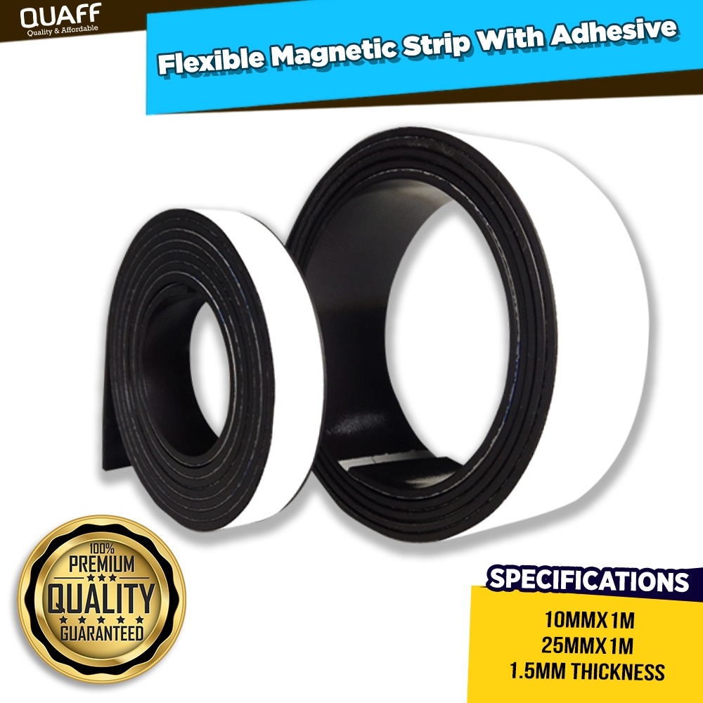 QUAFF Magnetic Strip with Adhesive 1m/Roll Flexible Magnetic Rubber ...