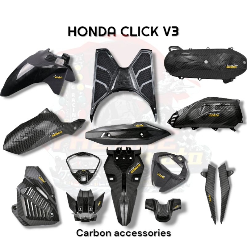 NEW!! Honda Click v3 hydro dip carbon crankcase,carbon matting, front ...