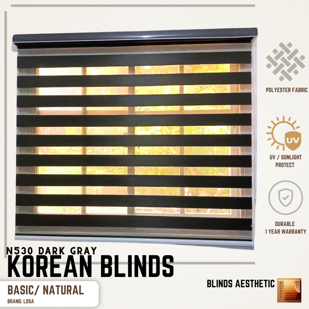 BASIC N530 DARK GRAY (customize size) KOREAN WINDOW BLINDS 100% HIGH ...