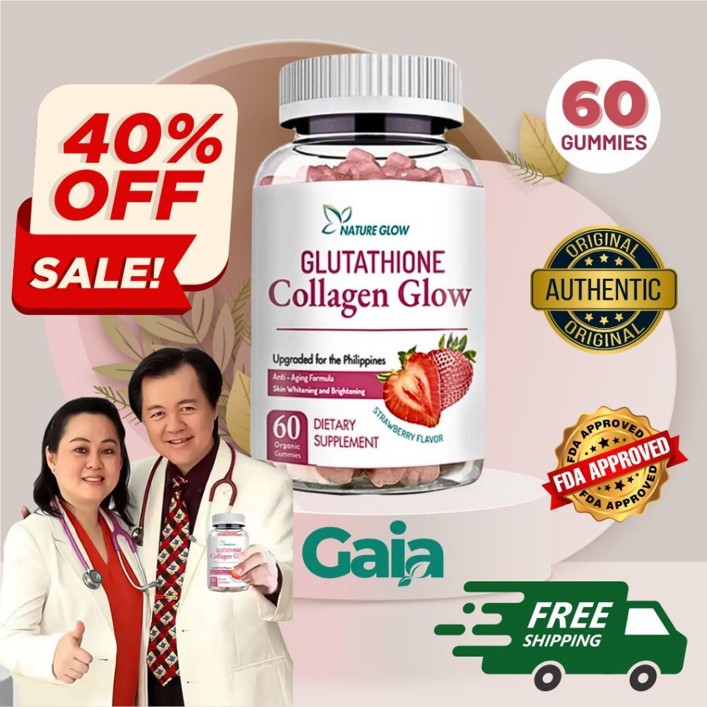 NATURE GLOW glutathione collagen glow gummies original 60 strawberry ...