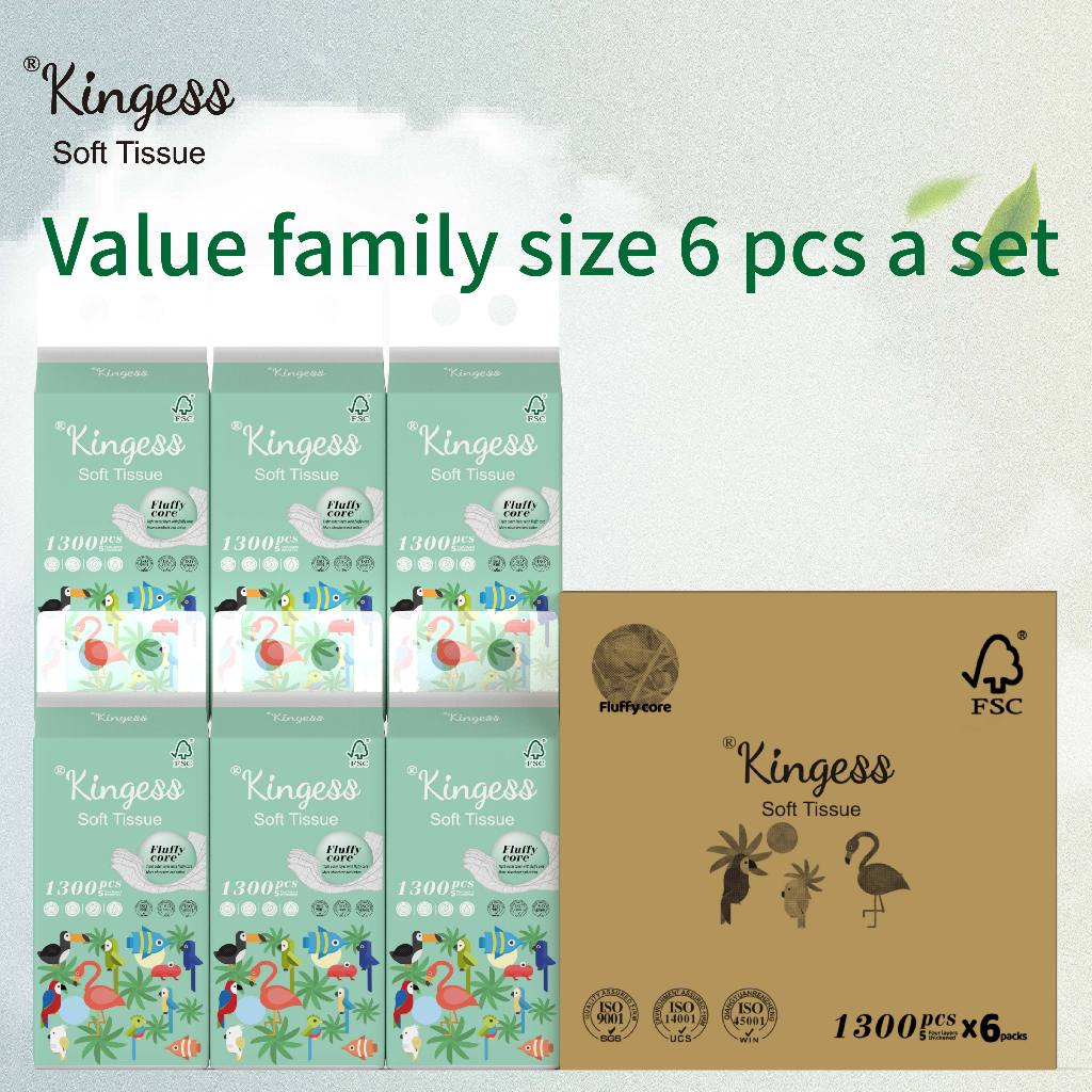 Buy 3 Get 3 Free】KINGESS Facial Tissue Flamingo Extra Large 6 Packs ...
