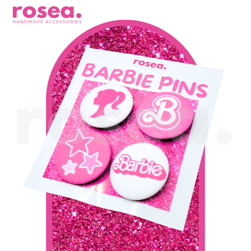 BARBI-E MINI CUTE TINPLATE PINS BAG BADGE BROOCH 32MM GLITTERS | Shopee ...