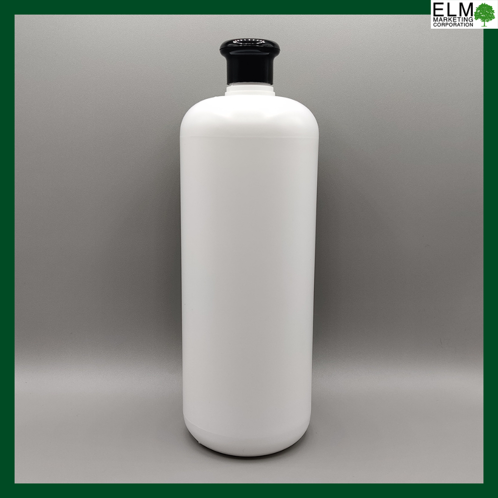 1 Liter Empty HDPE White Bottle with Black Flip-top Cap (High Grade ...