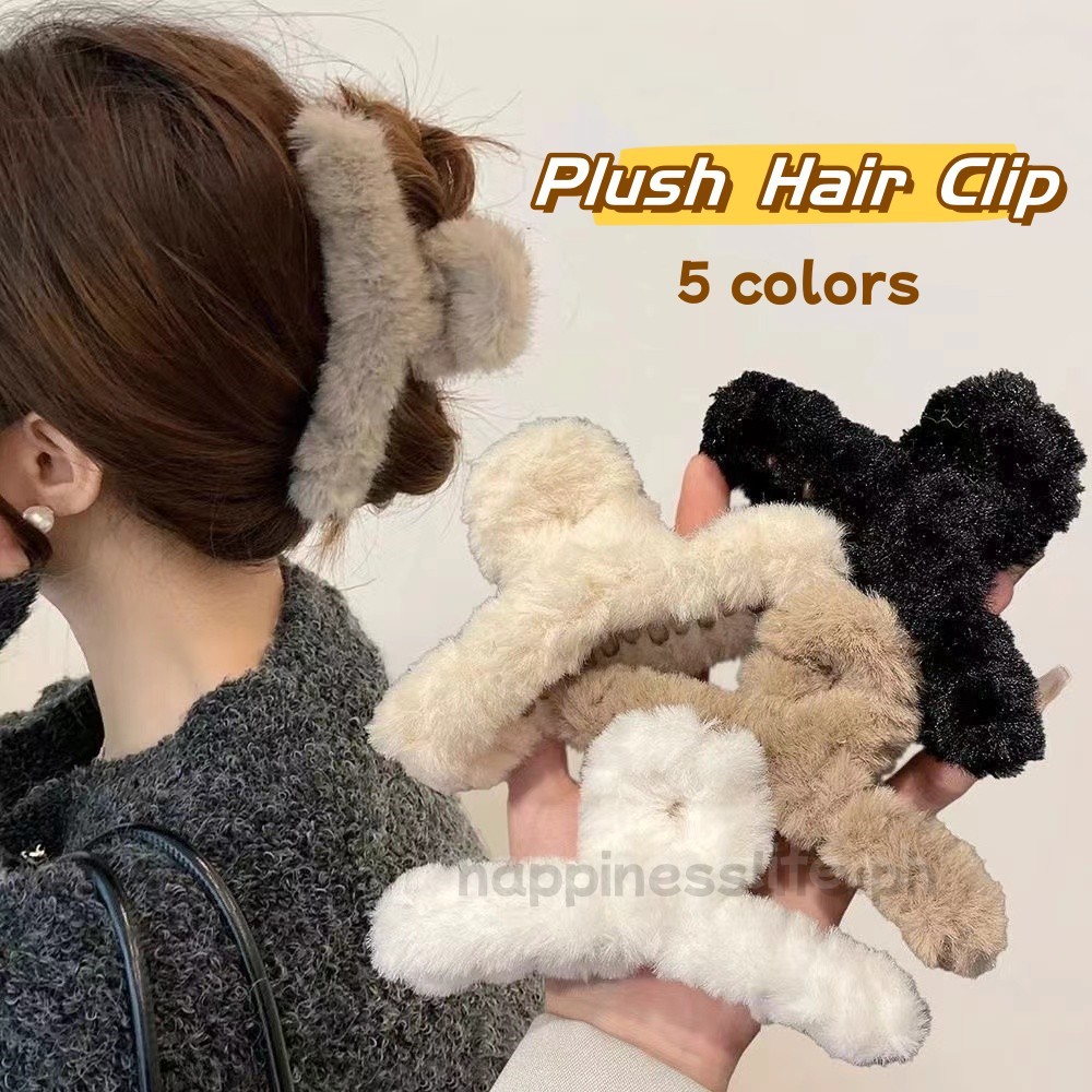 13CM Plush Hair Clip Korean Grab Clip Faux Fur Hair Headdress Elegant ...