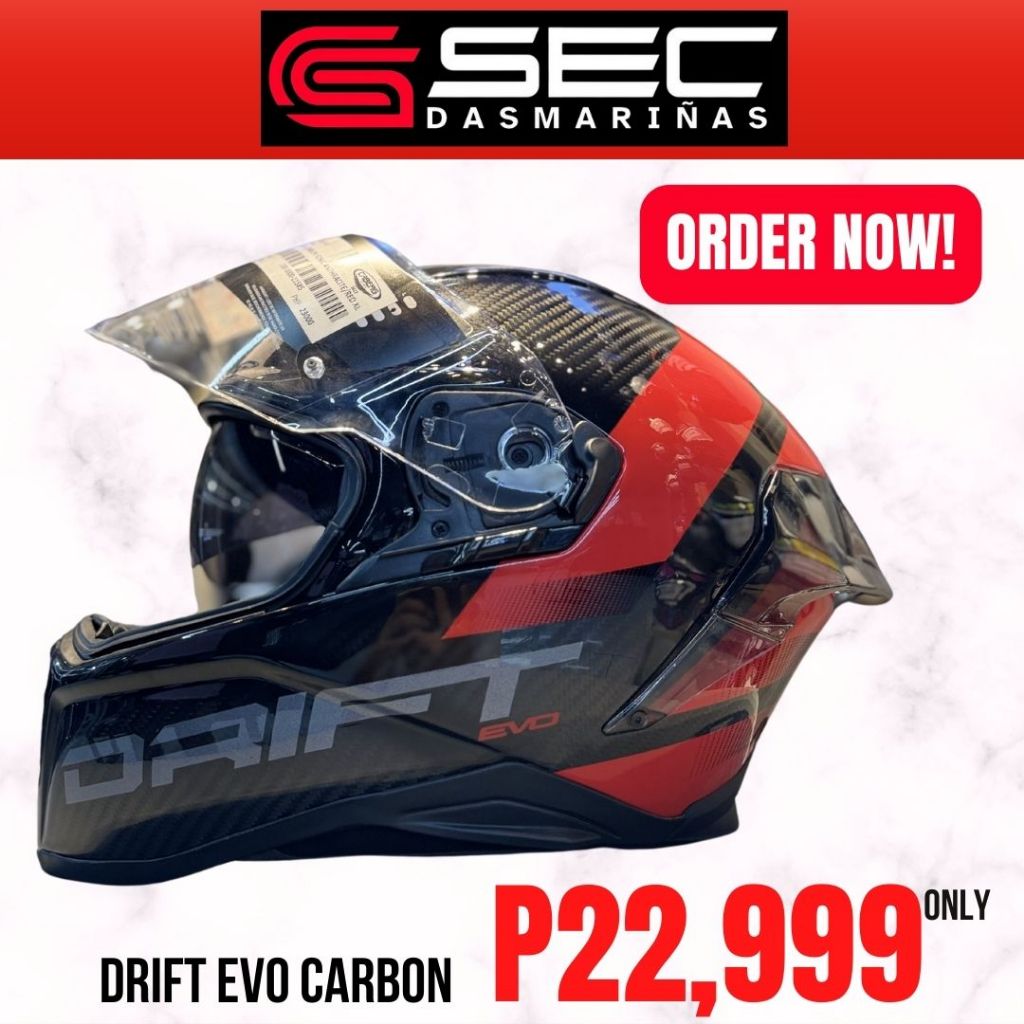 SEC DRIFT EVO CARBON FULL FACE ANTHRACITE/RED | Shopee Philippines