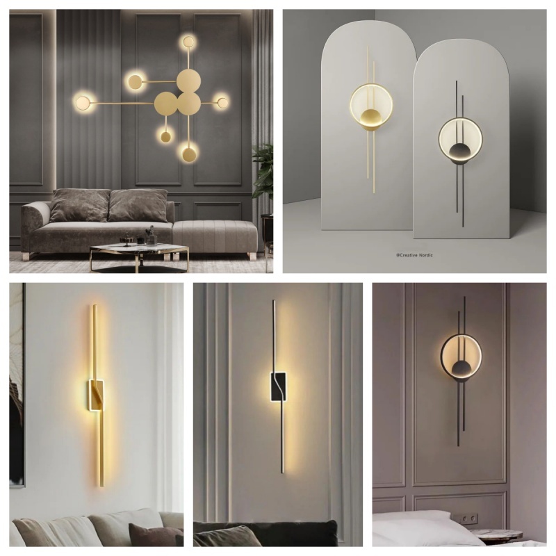 Nordic Wall Lamp Led Tri Color Wall Light Bedroom Long Staircase Wall ...
