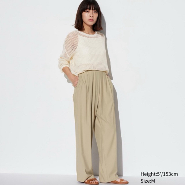 Wide pants women straight utra stretch air rism | Shopee Philippines