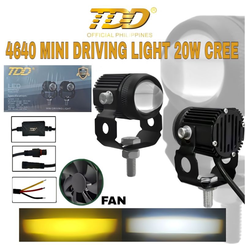 TDD V1 MINI DRIVING LIGHT 20w CREE WHITE/YELLOW | Shopee Philippines