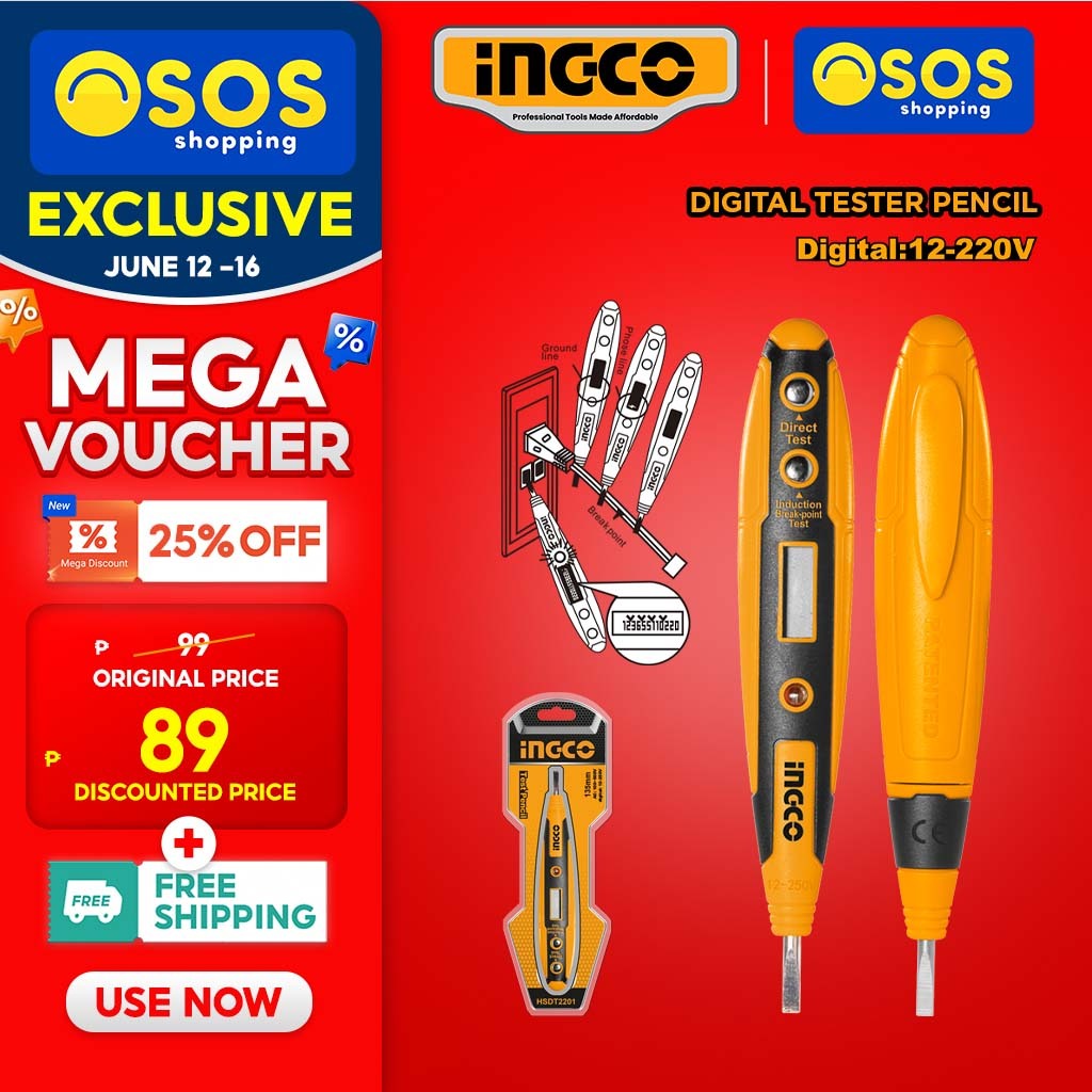 INGCO Digital Test Pencil DC and AC tester HSDT1909 HSDT2201 *OSOS ...