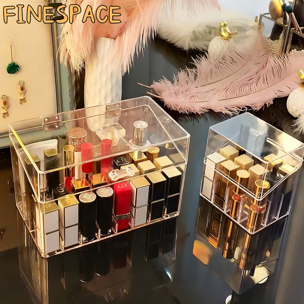 Acrylic lipstick storage box with lid 18/24 slot cosmetic storage box ...