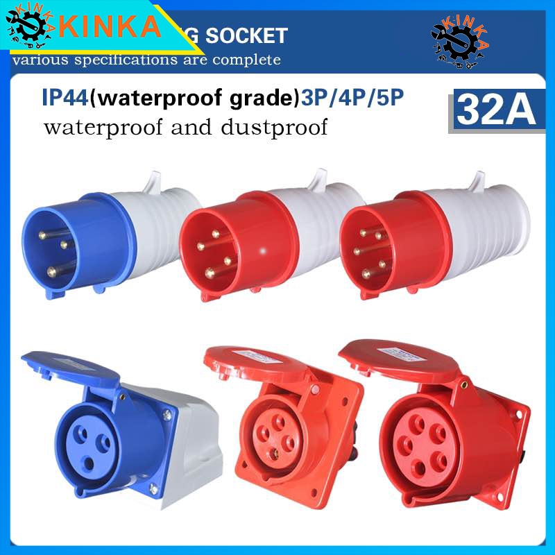 Electrical Industrial Plug and Socket 16A/32A 3P 4P 5P IP44 Waterproof Plug and Socket | Shopee ...