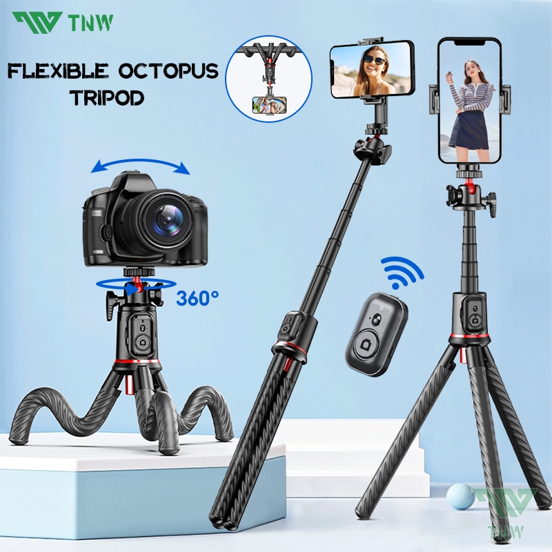 TNW C03 Octopus Tripod Stretchable Selfie stick 360° Panoramic Ball Head For DSLR Cameras ...