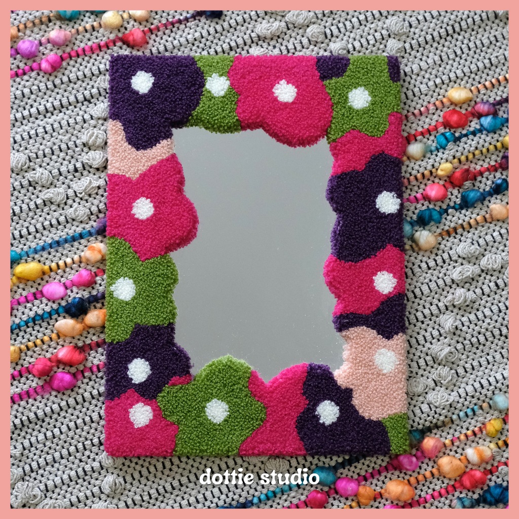 Dottie Studio Cute Multicolor Flower Print Tufted Wall/Vanity Mirror ...