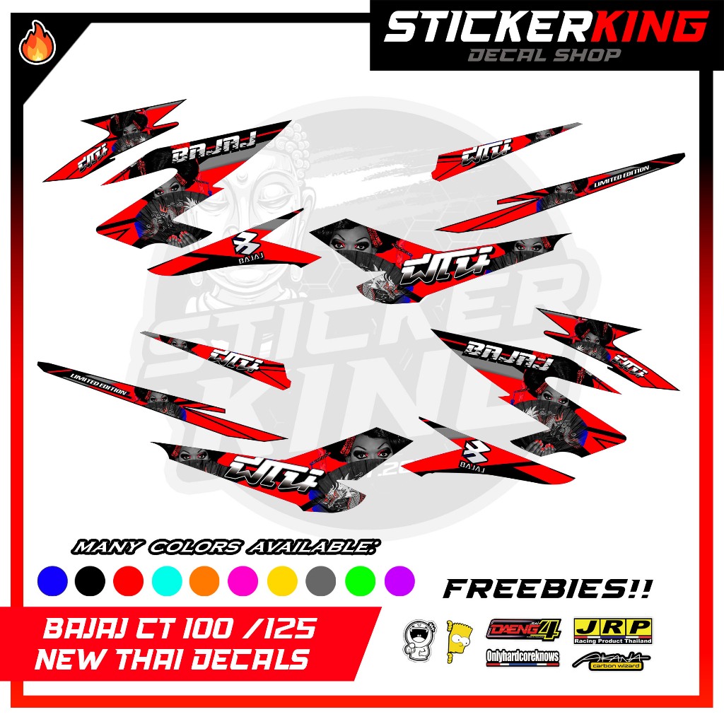 KAWASAKI BAJAJ CT 100 125 NEW THAI INSPIRED DECALS WITH FREEBIES ...