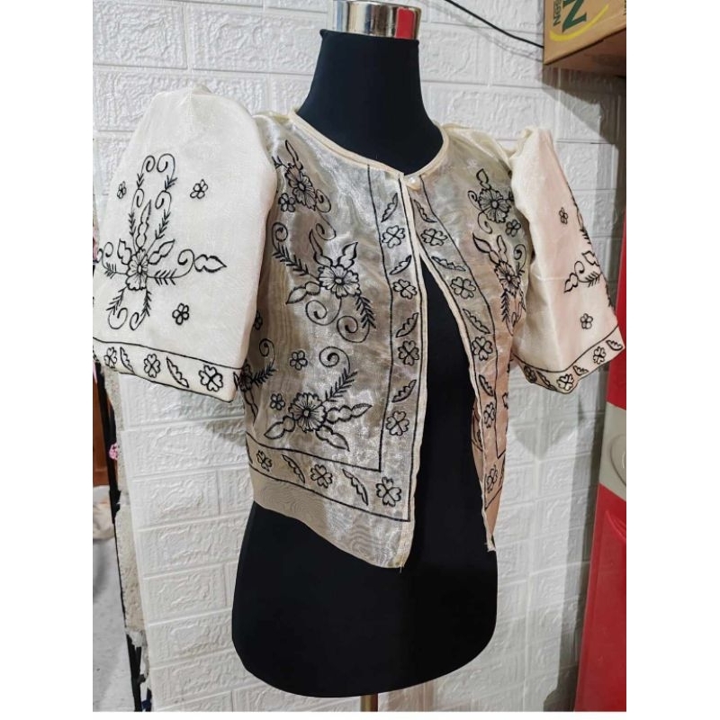 Blazer top Filipiniana emboirdery fabric pinya organza | Shopee Philippines