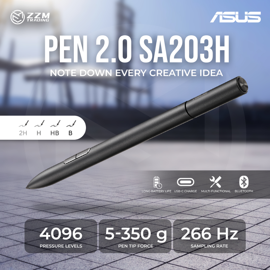 ASUS Pen 2.0 SA203H 4096-level pressure USB-C 2H, H, HB, B | Bluetooth ...