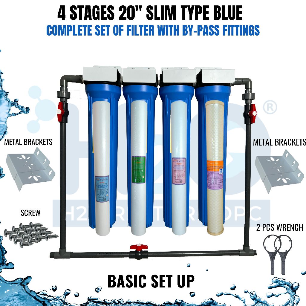 Water Filter 4 Stages 20" Slim Type With Bypass Set Up Different ...