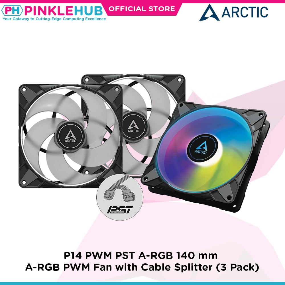 ARCTIC P14 PWM PST A-RGB 140 mm A-RGB PWM Fan with Cable Splitter , 3 ...