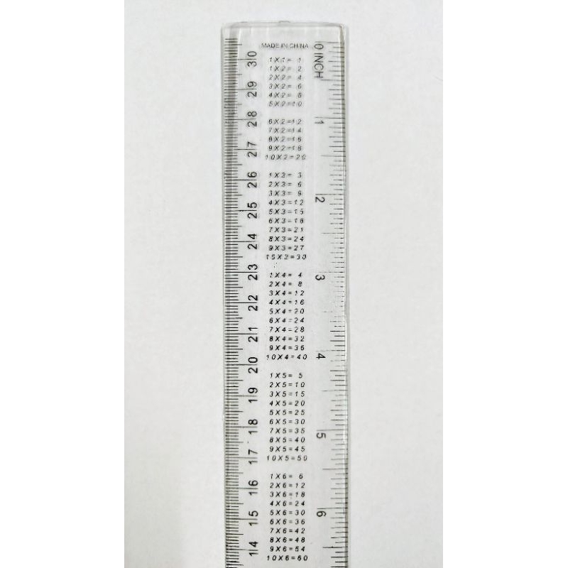 Clear Plastic Ruler with Multiplication Table 12in 30cm | Shopee ...