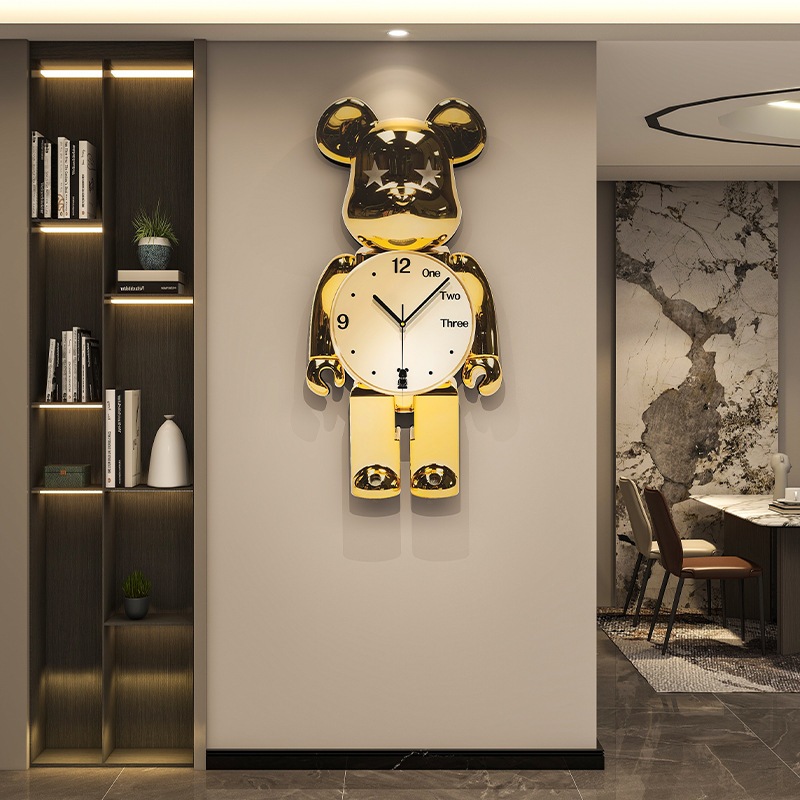 Bear living room home modern net red creative mute hanging wall cartoon ...