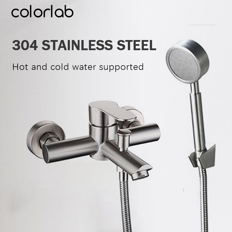 Hot And Cold Shower Set Stainless Bathroom Faucet With Shower Mixer ...