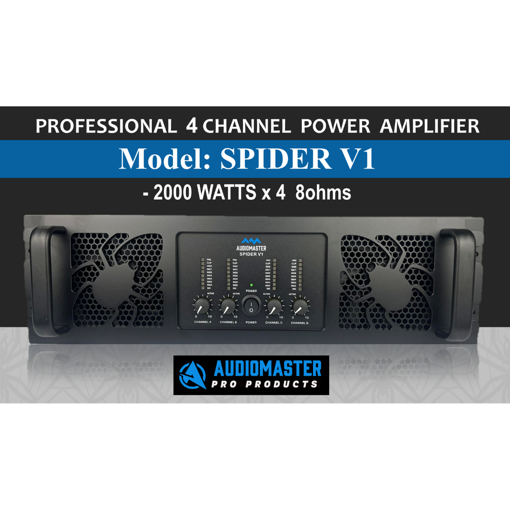 Audiomaster Spider V1 Power Amplifier 4 Channel 2000watts | Shopee ...