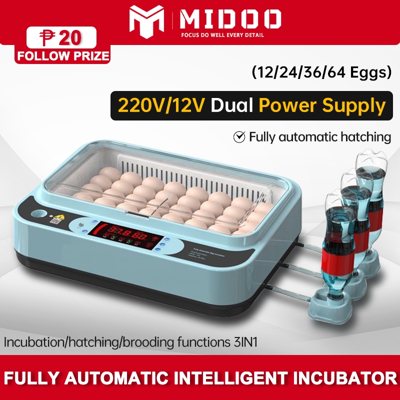 MIDOO 24/36/56/64 Eggs Incubator Digital Auto Constant Temperature ...