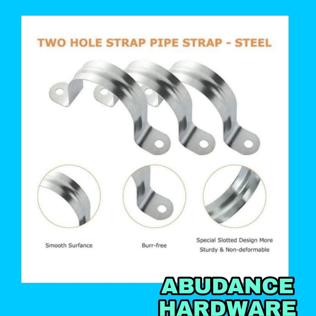 G I STEEL METAL CLAMP gi conduit pvc pipe 2hole thick heavy duty 1/2 3/ ...