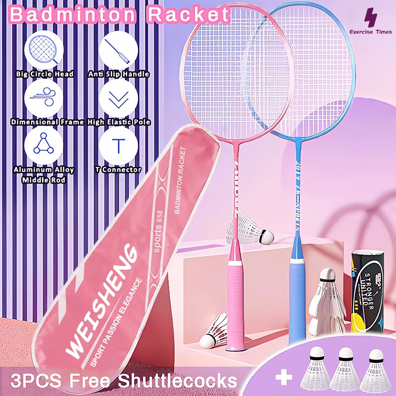 Badminton Set with 3pcs Shuttlecocks Badminton Rackets for Students ...