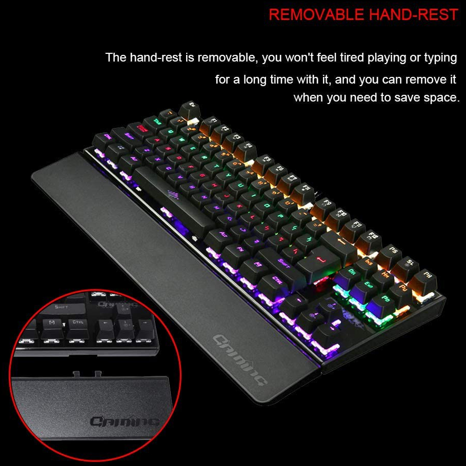 Mechanical keyboard 87keys green axis USB wired backlit keyboard professional gaming office ...