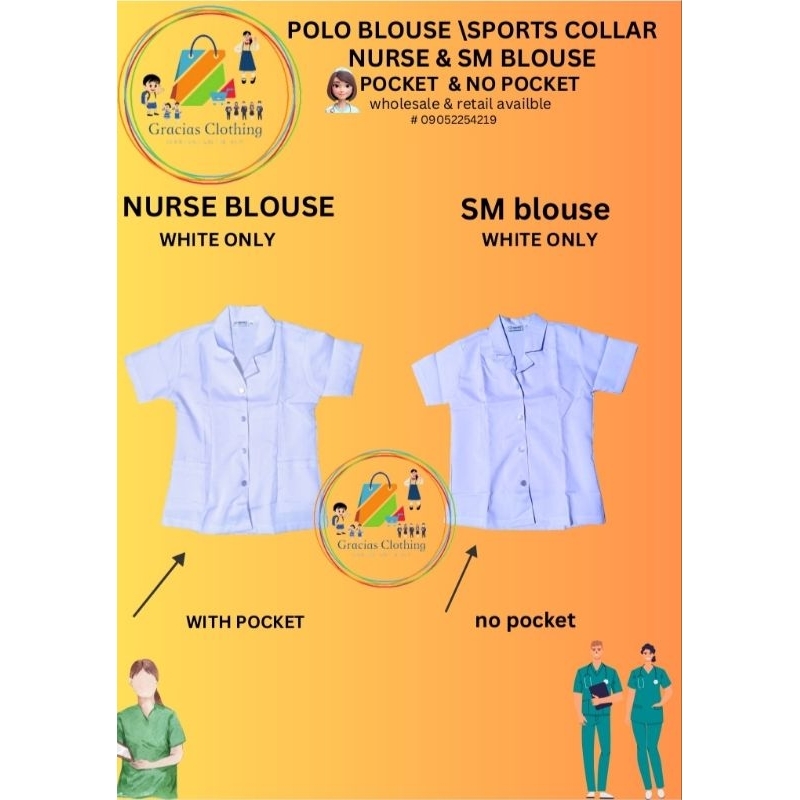 SM/NURSE WHITE BLOUSE/ SM BLOUSE UNIFORM/ NURSE BLOUSE UNIFORM/KATRINA ...