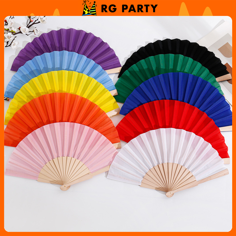 23cm Plastic Fan Solid Color Cloth Fan Candy Color | Shopee Philippines