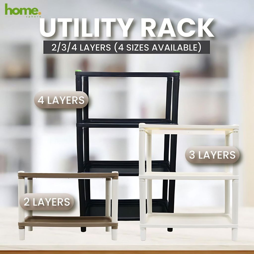 Plastic Shelf 2, 3, 4 Layer Storage Rack Organizer Rectangular Rack ...