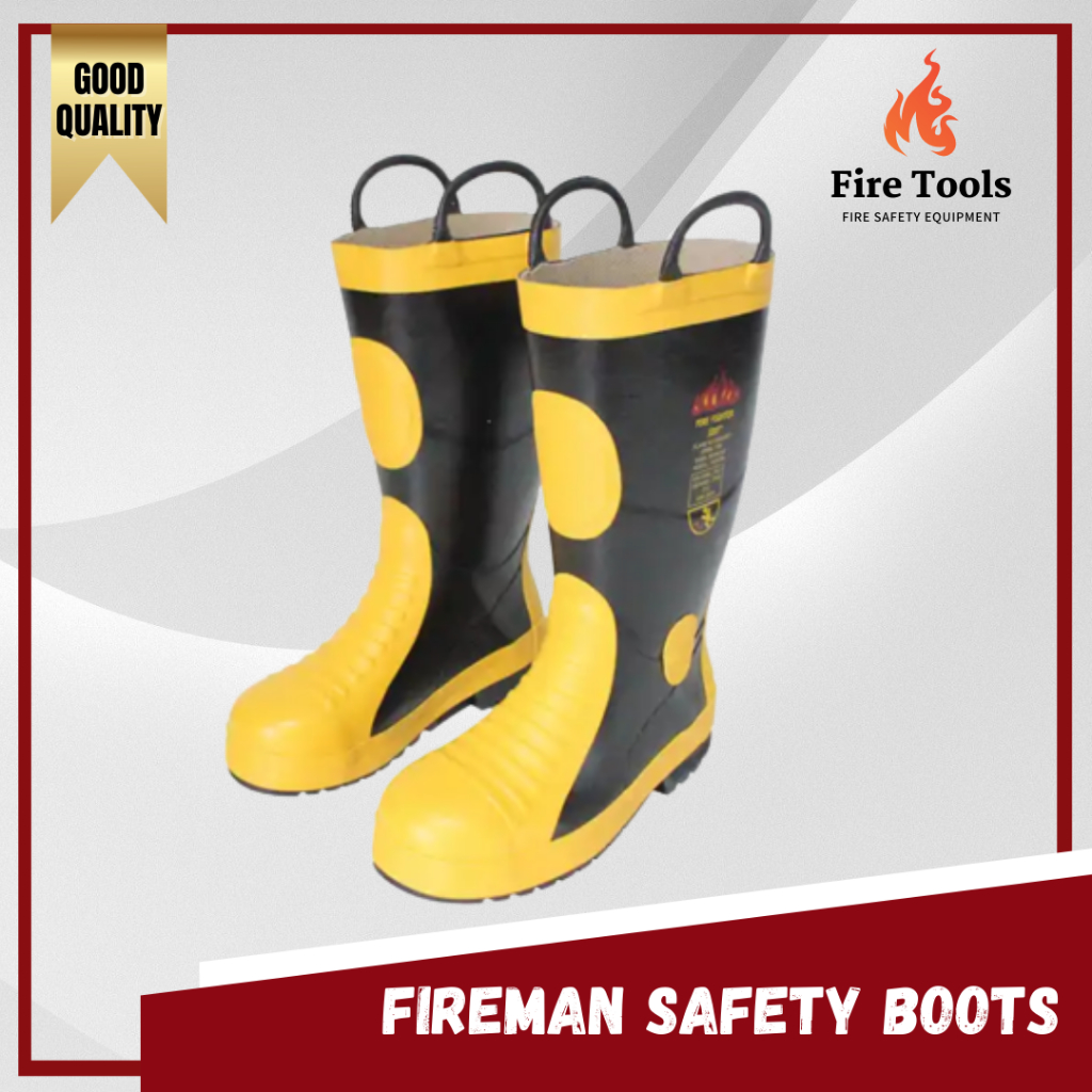 Rubber Fire Boots Fireman Fighting Safety Boots WaterprooHigh ...