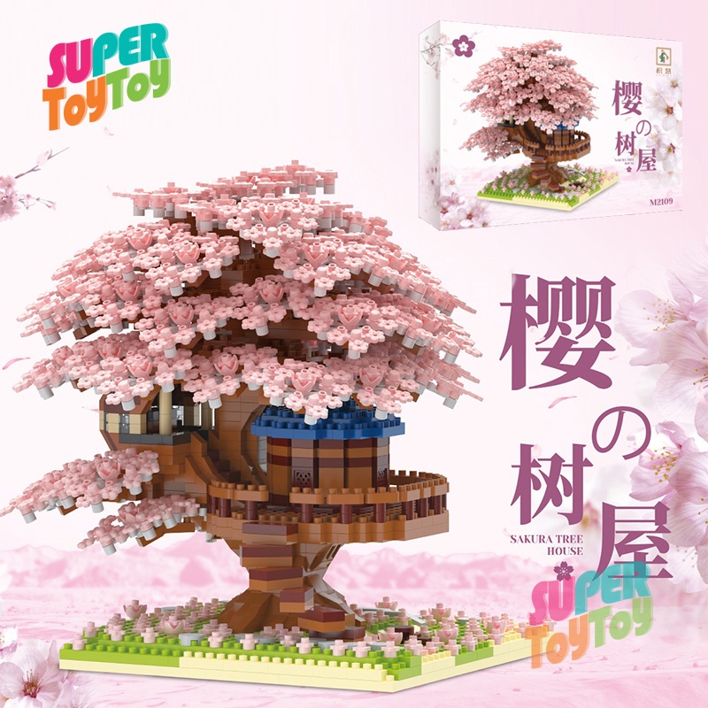 Sakura Tree House Flowers Bricks Set Mini Building Blocks Toys Gift for ...