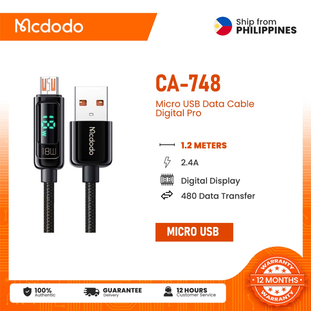 Mcdodo CA-748 Micro USB Data Cable 1.2m Digital Pro | Shopee Philippines