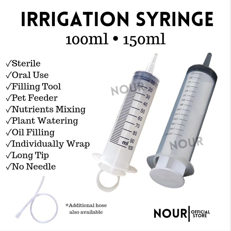 100ml & 150ml Irrigation Syringe Pump Long Tip Pet Feeder Measuring ...