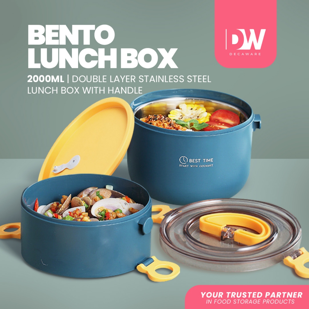 Portable Two Layers Bento Lunch Box Leak Proof Lunch Box Thermal ...