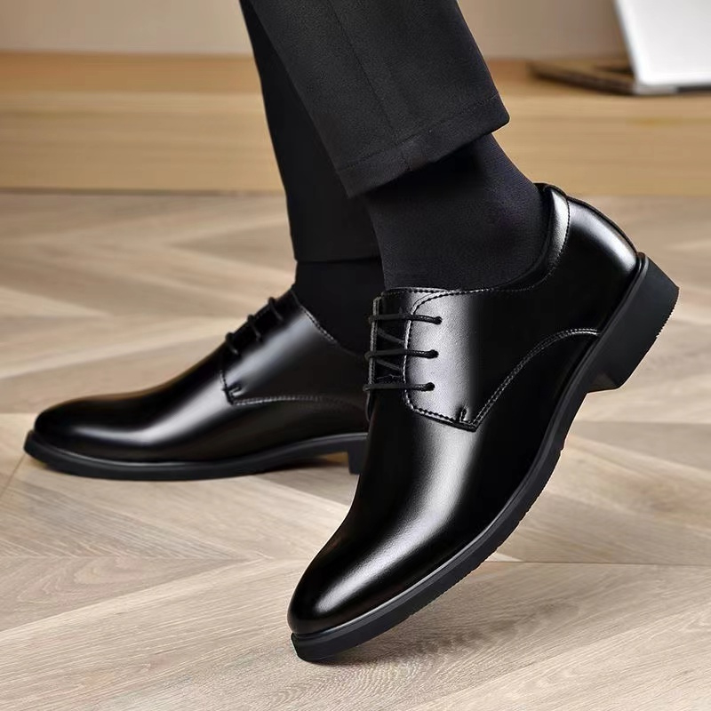 Men Leather Shoes Business Formal Shoes Casual Soft Wedding Shoes Black ...