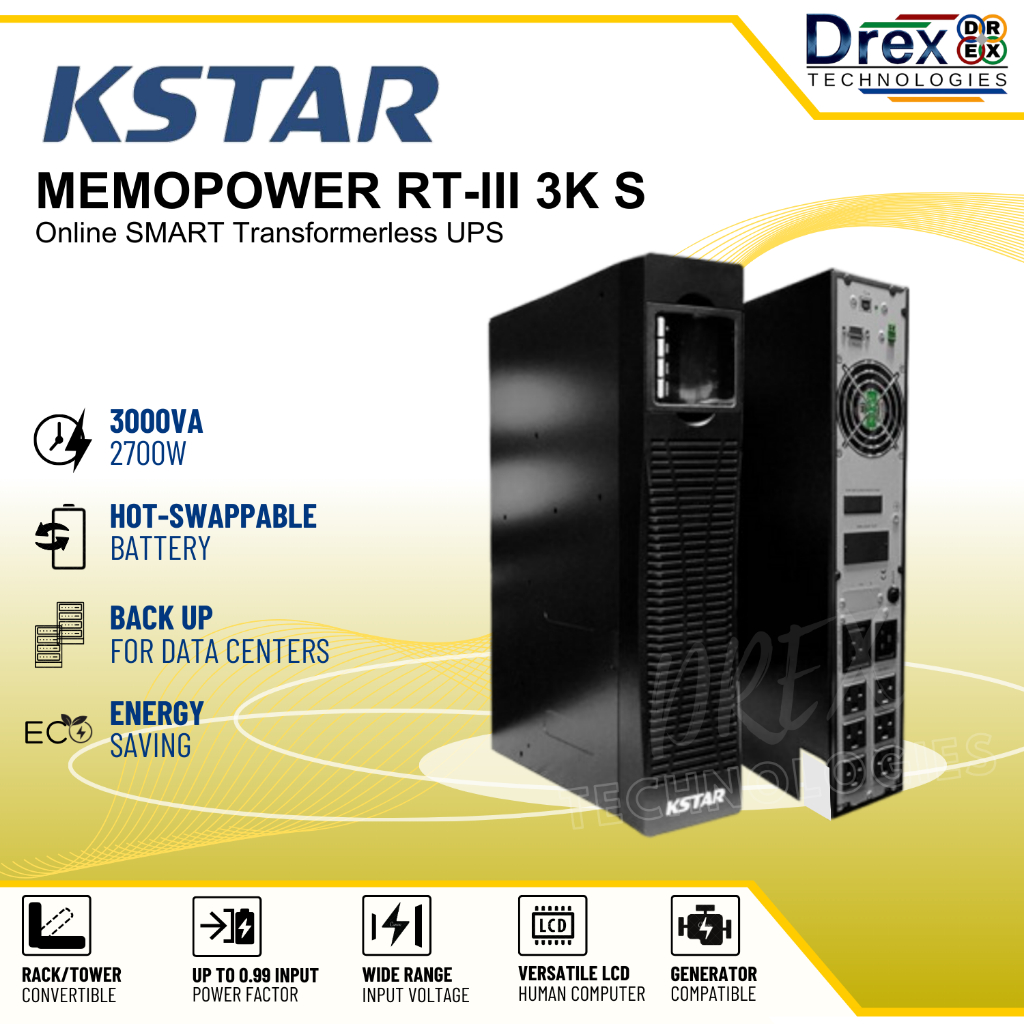 KSTAR MP RT 3K S 3KVA 2700W On-line Smart UPS, Rack-Tower Convertible ...