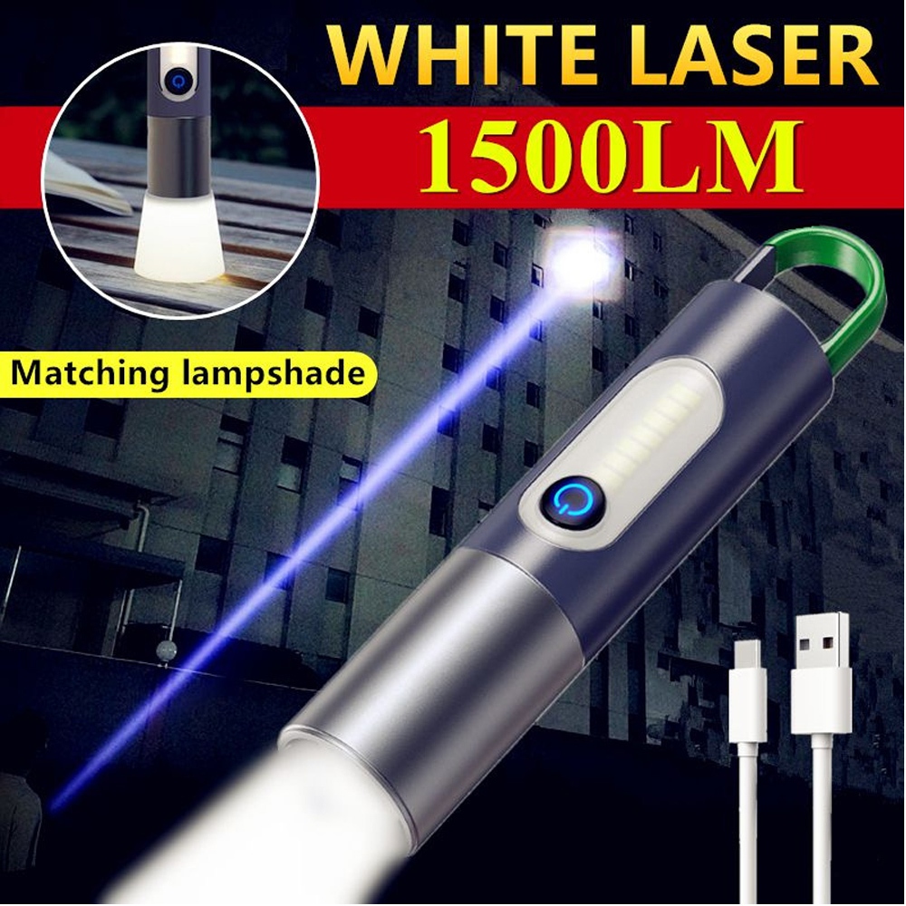 IN STOCK Long bright 1500LM White Laser Flashlight Rechargeable heavy ...