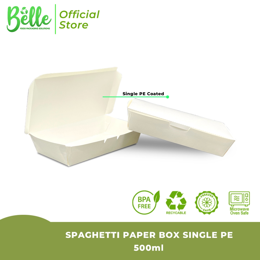 Belle Paper Meal Box / Spaghetti Box (Singel & Double PE Coated) 25pcs ...