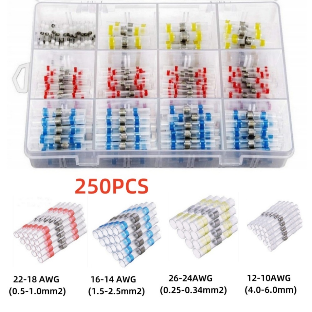 250pcs Insulated Solder Seal Wire Connectors Heat Shrink Solder Butt ...