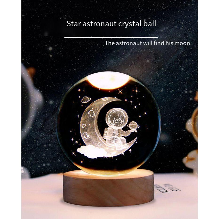 LED Glowing Crystal Glass Globe 3D Nebula Laser Carved Solar System ...