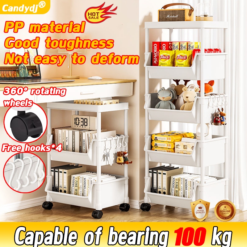 Can bear 100kg Moving Rack Storage Rack 2/3/4/5 Layer With Wheels ...
