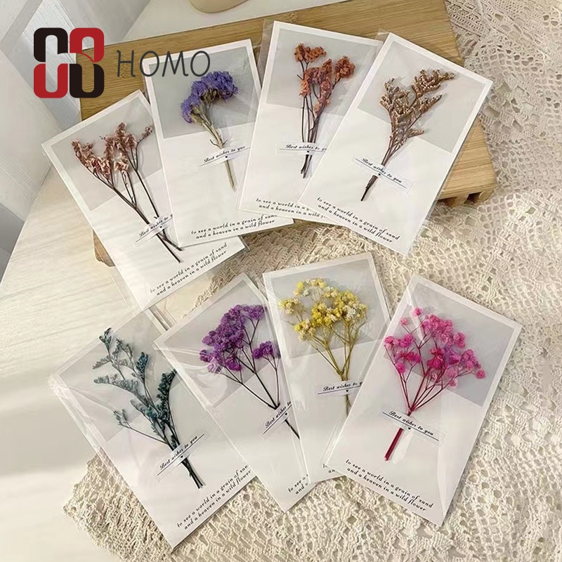 Birthday Dried Flower Blessing Gift Card Greeting Cards Invitation ...