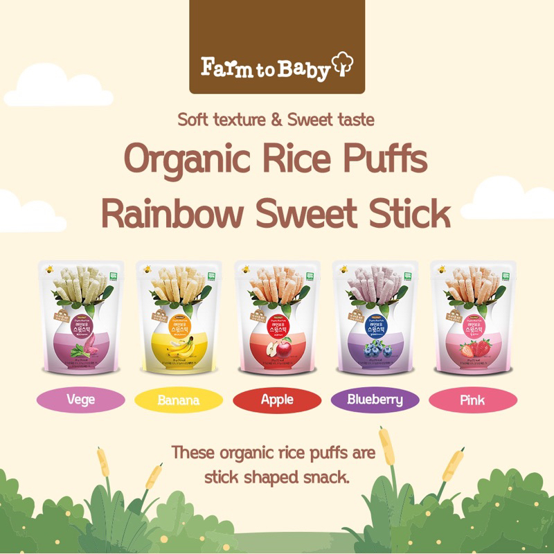 Farm to Baby Organic Rice Puffs Rainbow Sweet Stick Baby Snack | Shopee ...