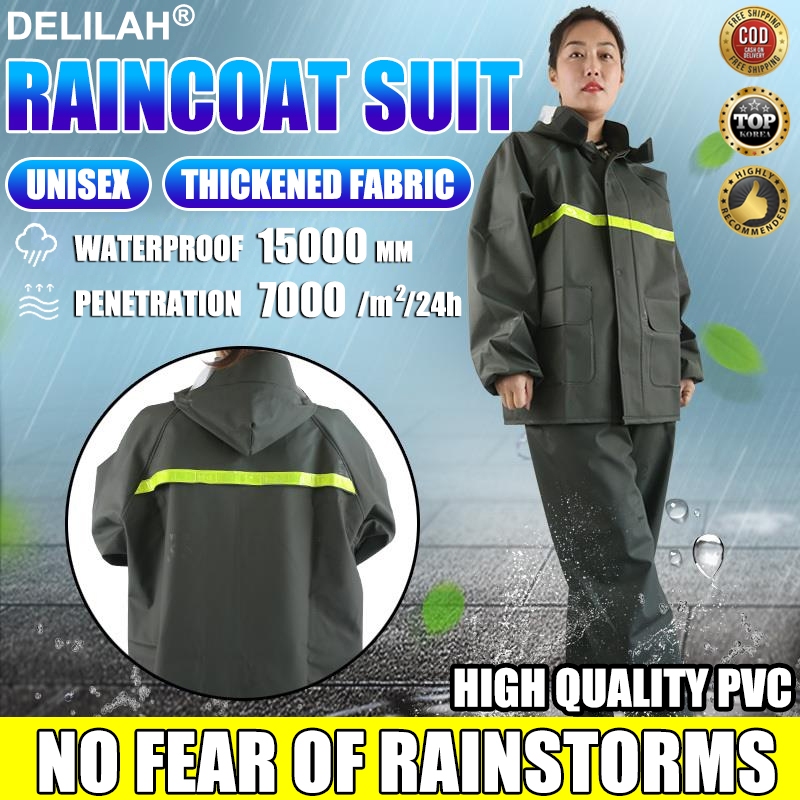 Durable DELILAH Split Raincoat Set with Face Shield and Reflective ...