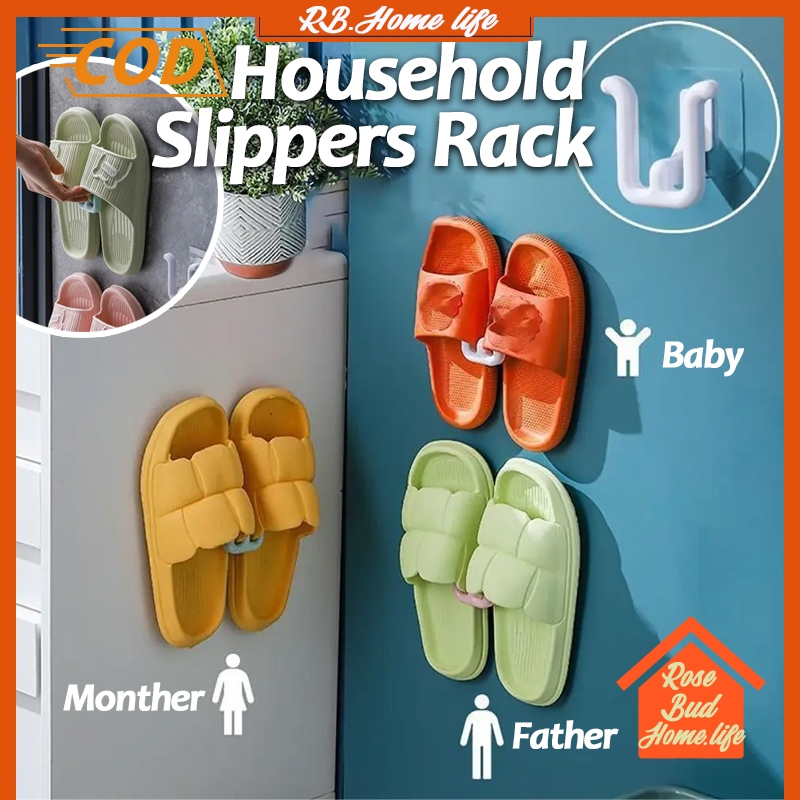 Slipper Rack Shoes Hanger Wall Mounted Slipper Rack No Punching ...